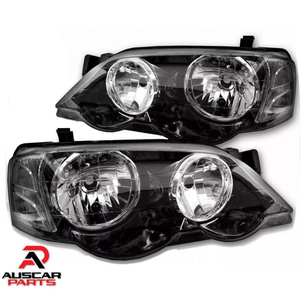 Black Headlights Pair For Ford Falcon BA BF XR XR6 XR8 FPV GT Typhoon ...